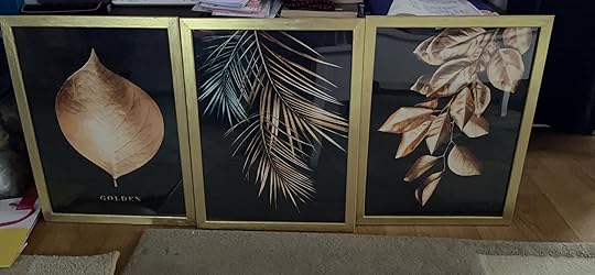 Amazon.de: Martin Kench 3er Set Design-Poster Wandbilder, Wald Goldene Blätter Palmblatt, Ohne ...