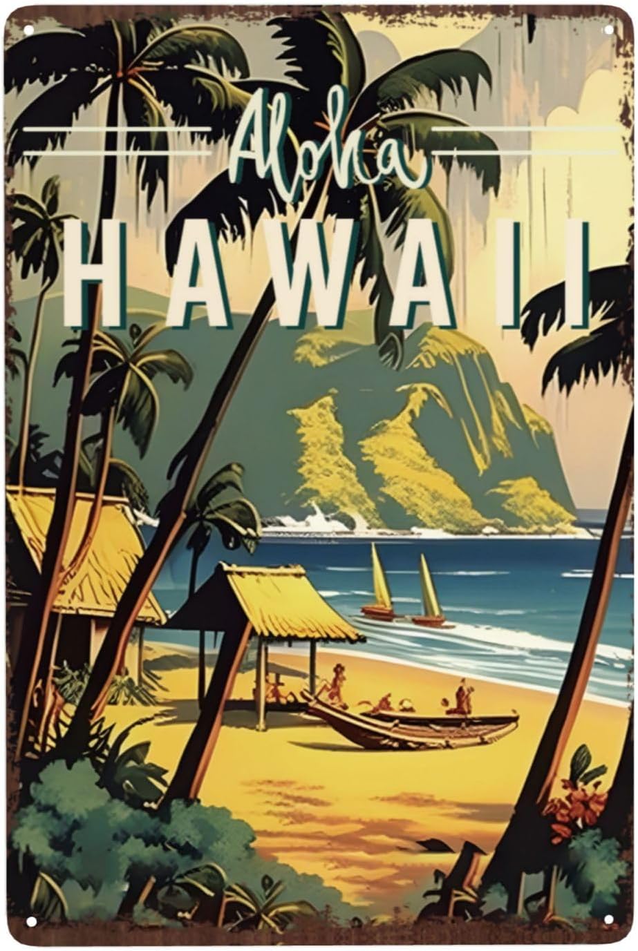 Amazon.com: Welcome To Beach,Aloha Hawaii Sign Vintage Metal Tin Sign ...