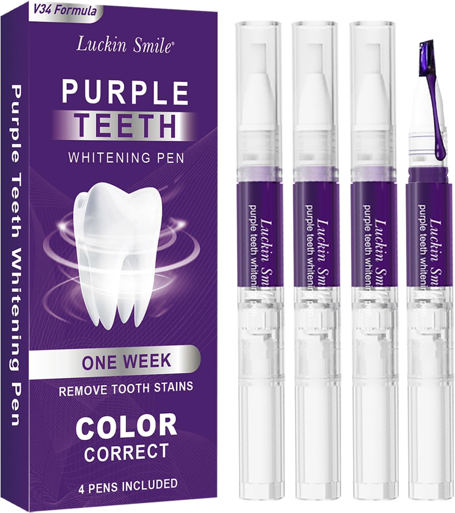 Amazon.com: Purple Teeth Whitening Pen,4 PCS Purple Toothpaste for ...