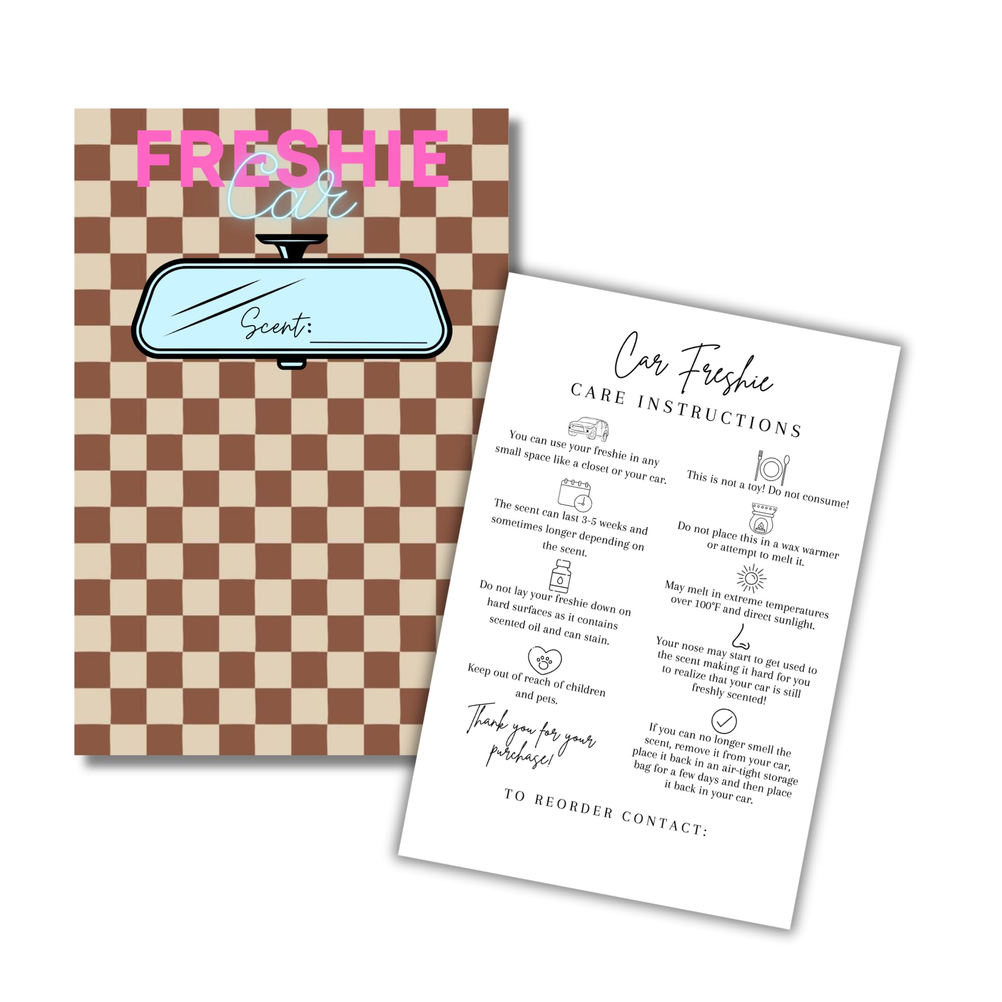 Amazon.com : Car Freshie Insert Cards | 50 pk 4x6” Brown Tan Checkered ...