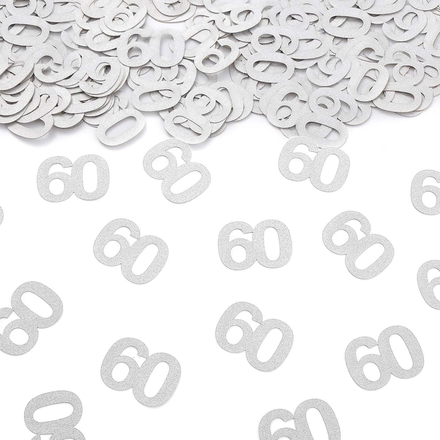 Amazon.com: Silver Glitter 60th Bithday Confetti - Number 60 for ...