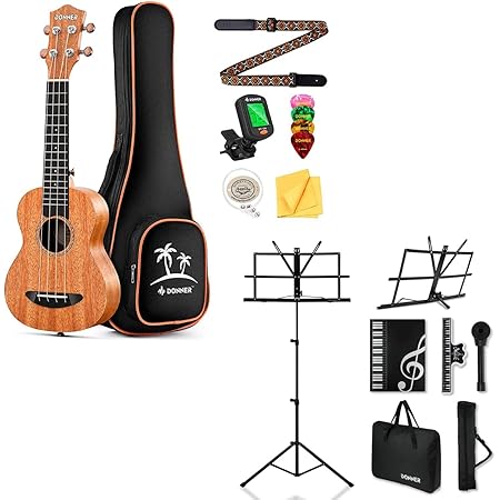 Amazon.com: Donner Concert Ukulele Mahogany 23 Inch Ukelele Starter ...