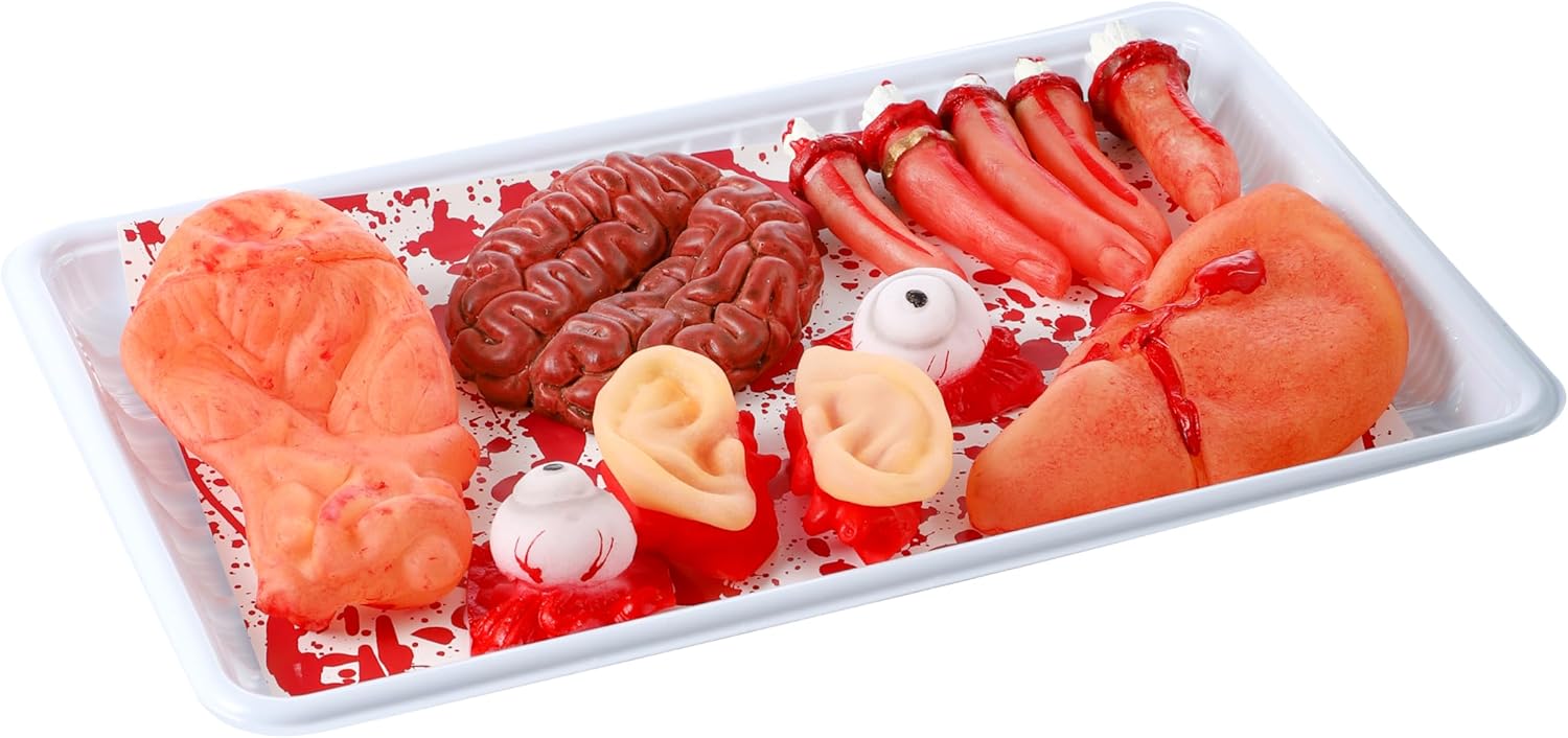 Fake Body Parts Tray of Horrors Organs Halloween Scary Props Haunted ...
