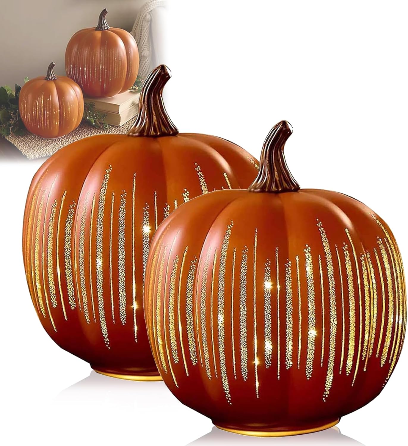Amazon.com: Starry Night Pumpkins, Illuminated Twinkle LED Light ...
