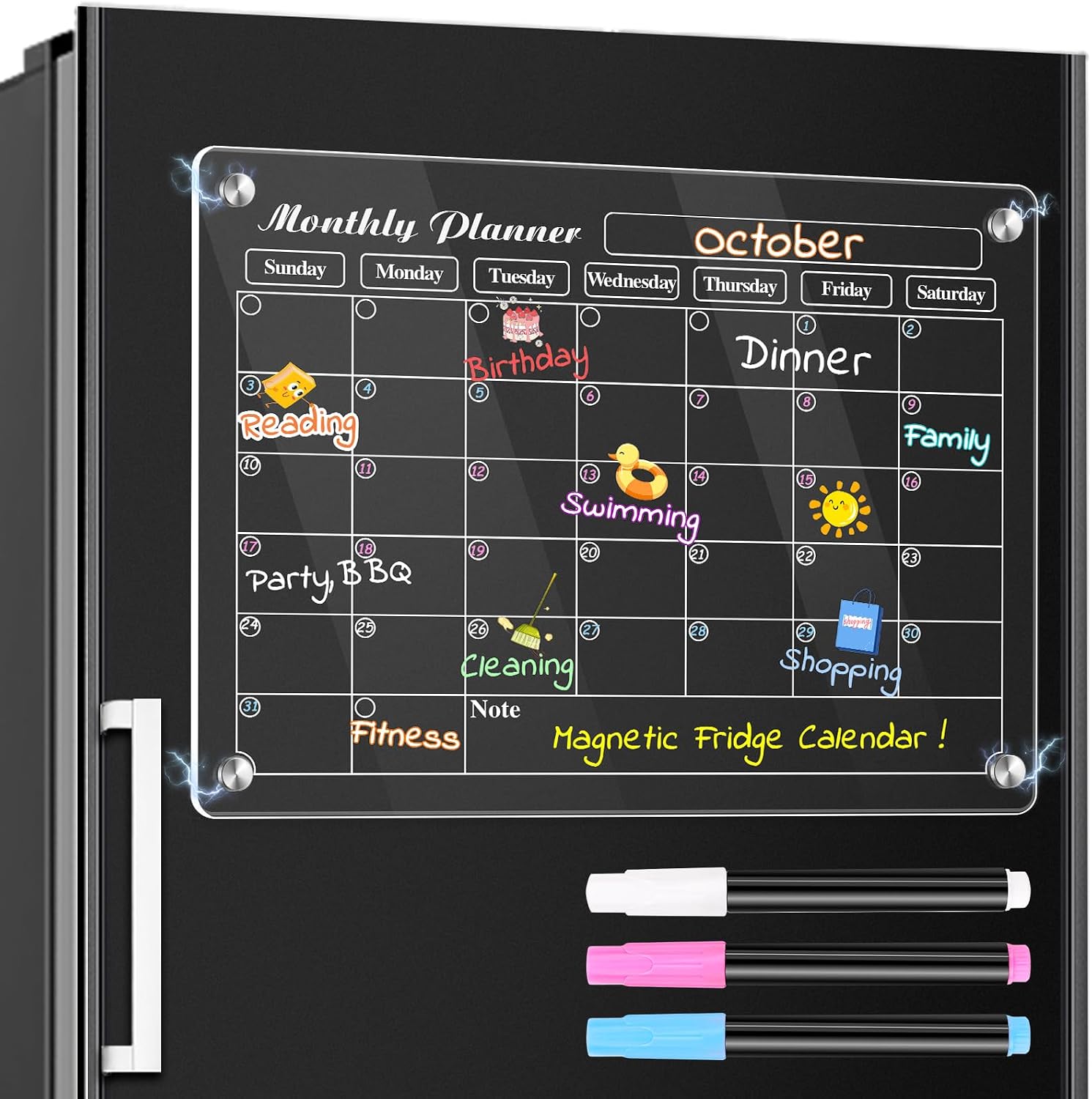 LOVIMAG Calendario magnético acrílico para refrigerador, tablero de ...