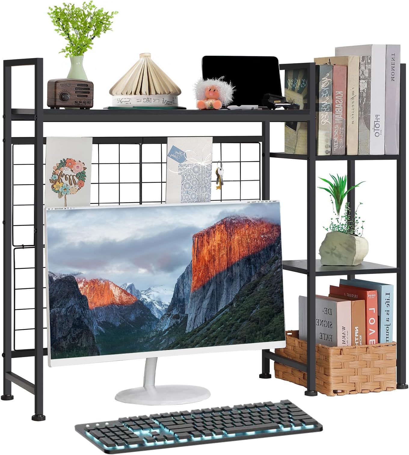 Amazon.com : Ladder Desktop Shelf, Desk Hutch 3-Tier for Computer Desk ...