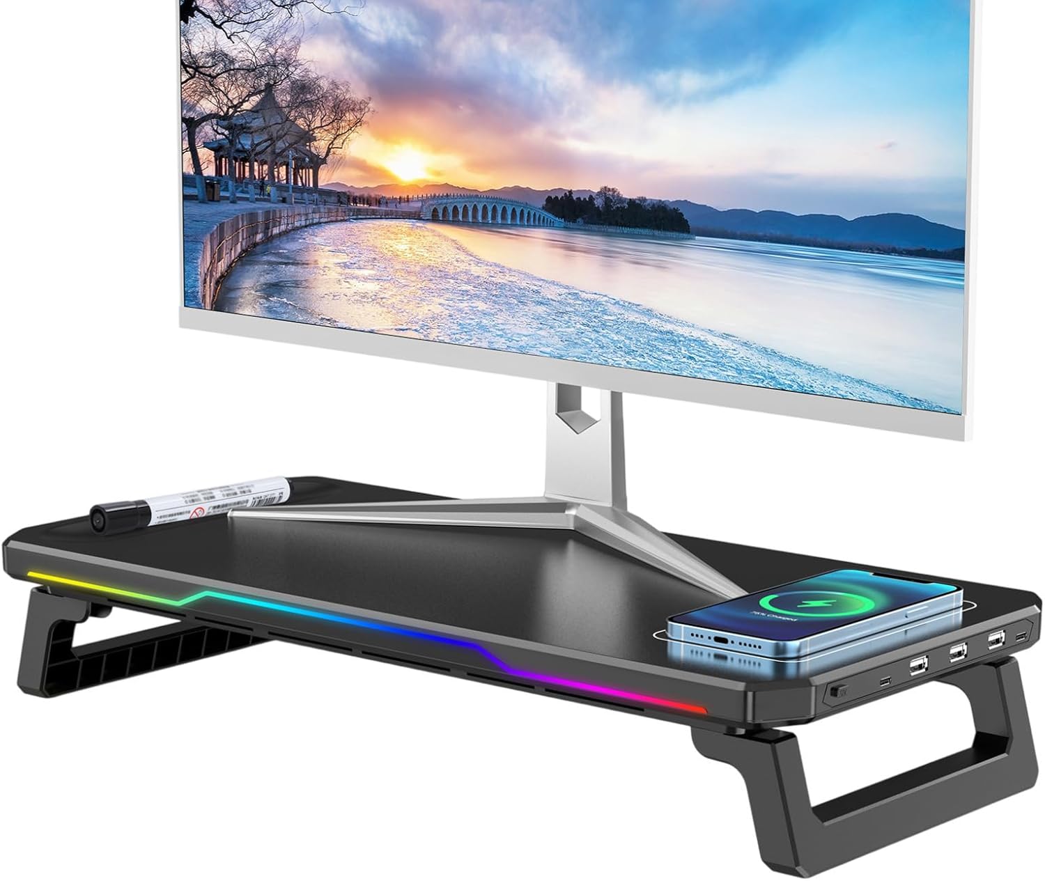 Amazon.com: 15W Fast Wireless Charging and 4-Port USB Hub (3.0 & Type-C ...