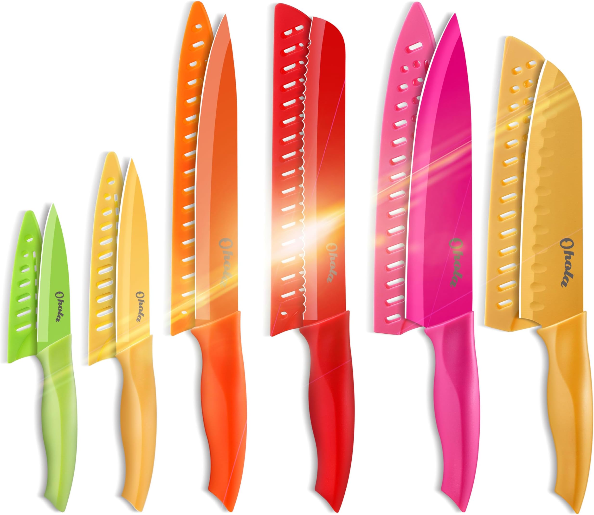 Amazon.com: CAROTE 12 Pieces Kitchen Knife Set, Stainless Steel Knife ...