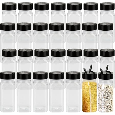 Amazon.com: ABuff 28 Pack 3.5oz Square Spice Jars Clear Plastic Spice ...