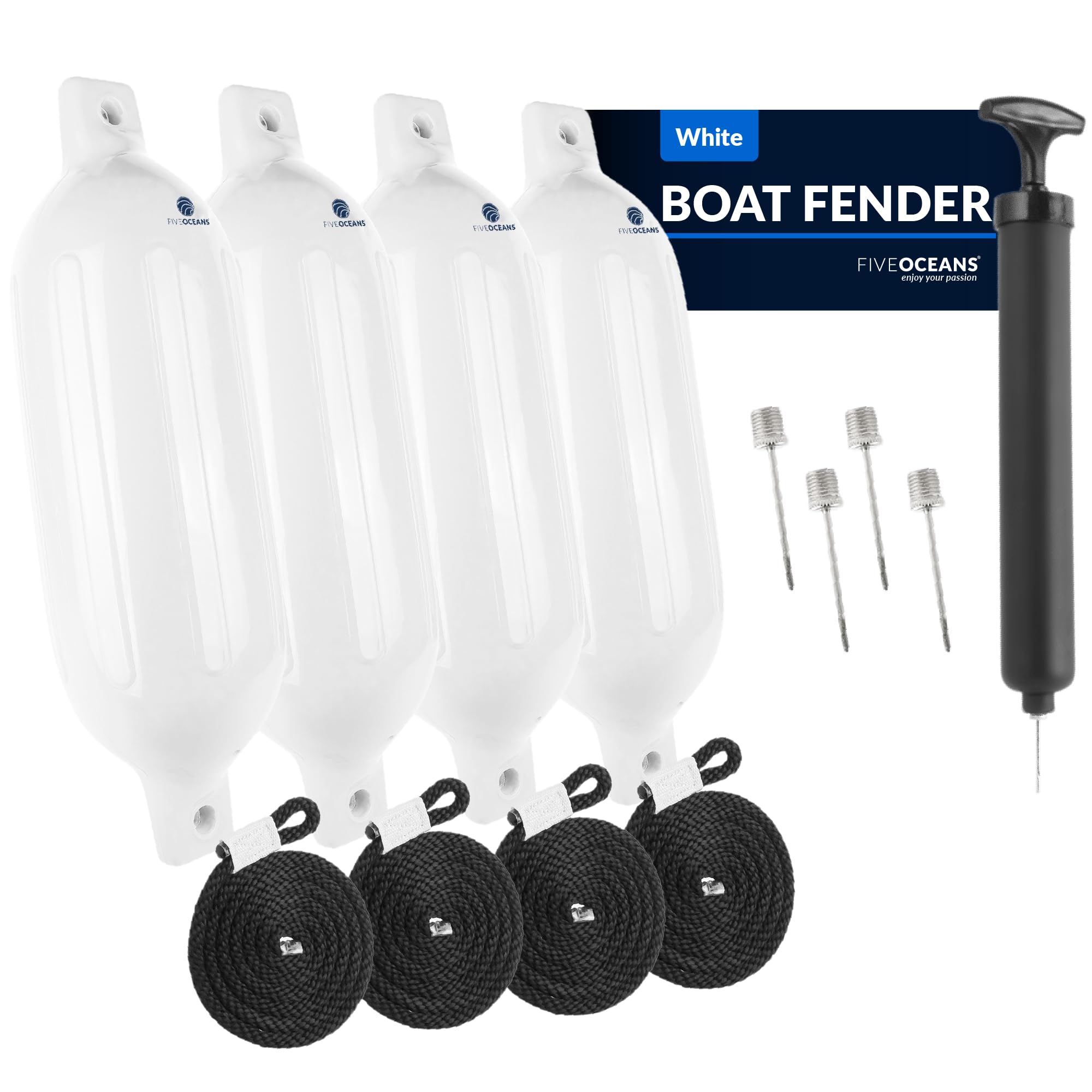Snapklik.com : 4-Pack Boat Fenders - 6.5 X 23-Inch, White - Boat ...