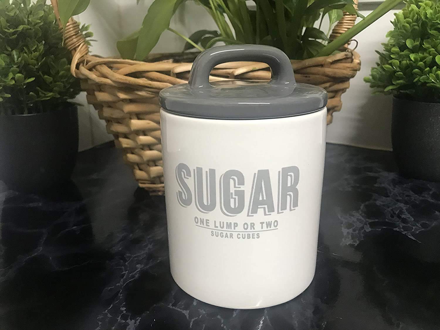 Grey Ceramic Canisters Set Of 3 Retro Canisters White And Grey