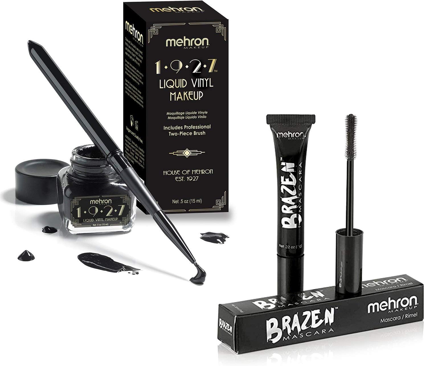 Amazon.com : Mehron Makeup 1927 Liquid Vinyl Makeup with Brazen Mascara ...