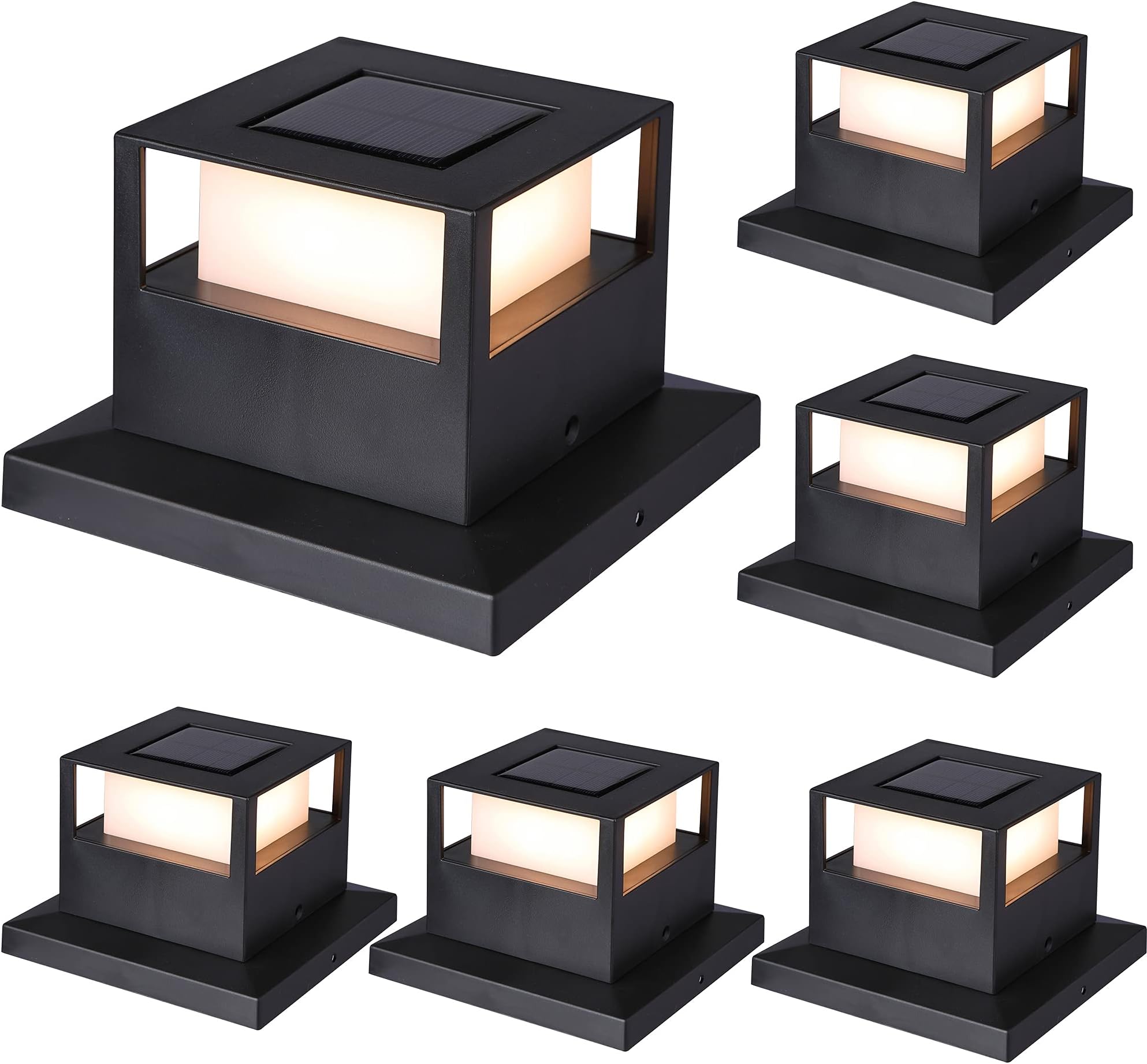 Solar Post Cap Lights,15 Lumem Brightness,2 Modes Warm White/Bright ...