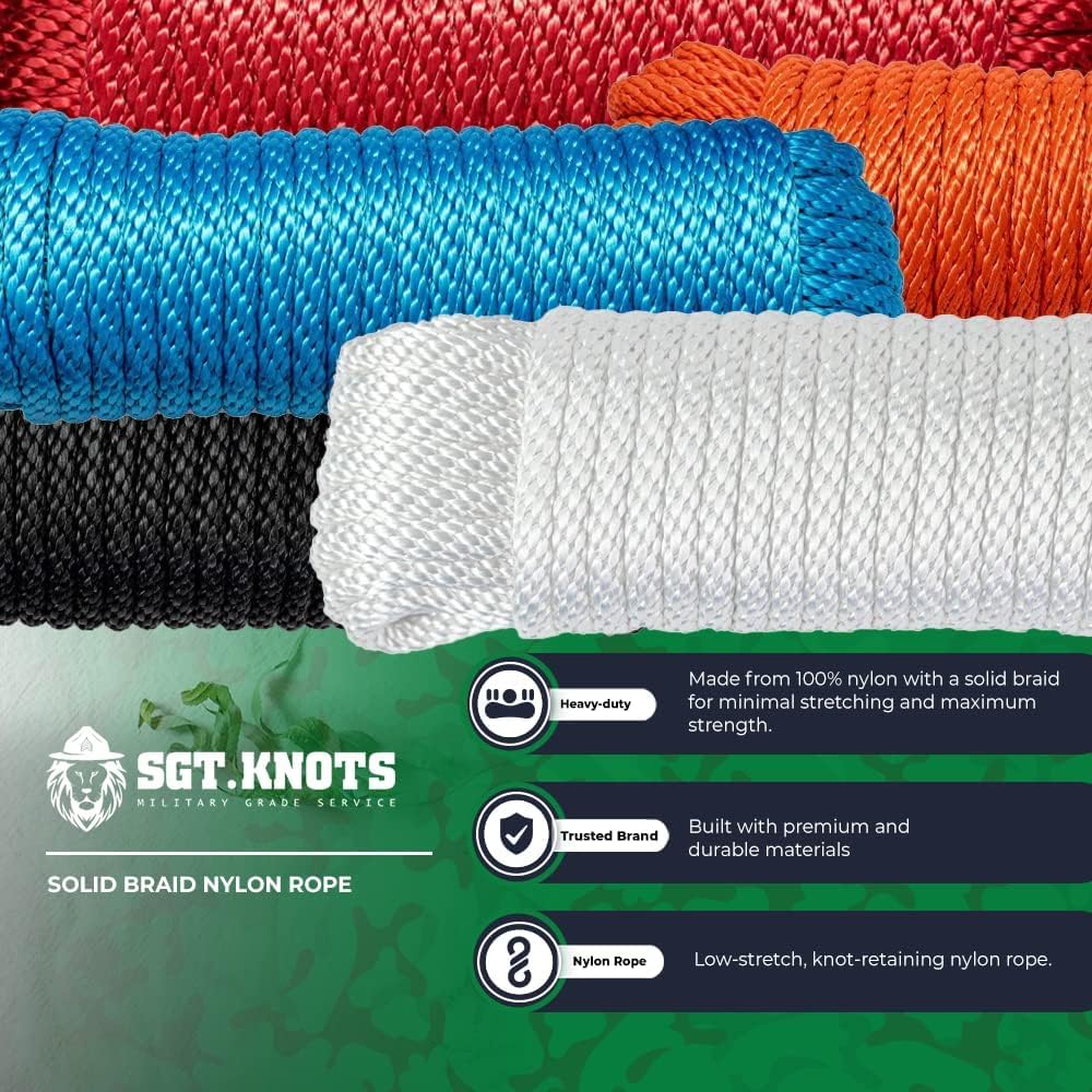 Snapklik.com : SGT KNOTS Solid Braid Nylon Utility Rope - Multipurpose ...