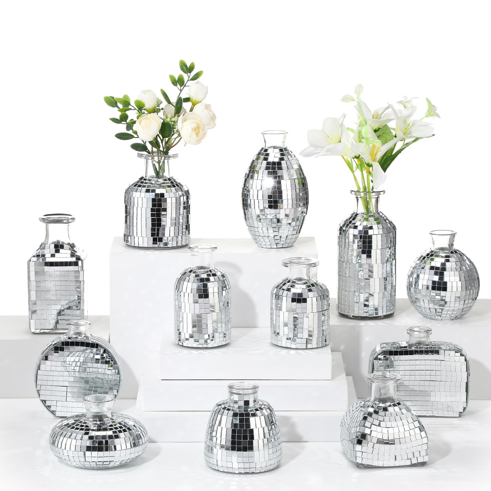 Amazon.com: RimCereal 12 Pcs Mini Disco Ball Vase Bulk Glass Disco Ball ...