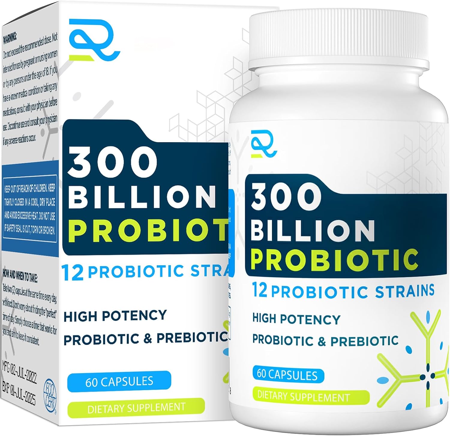 Amazon.com: 300 Billion CFU Probiotic High Potency, Daily Probiotic ...