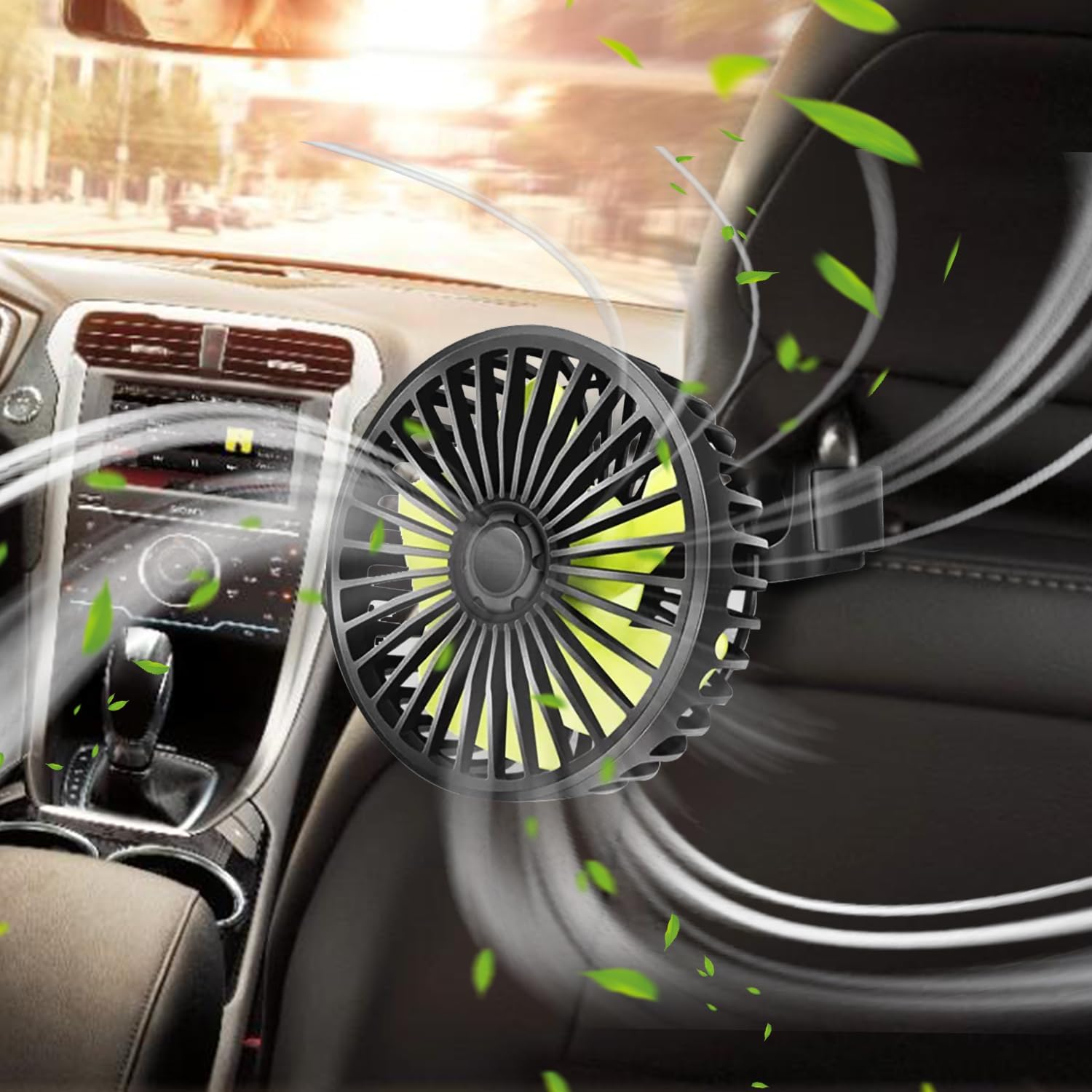 Ouffun Car Fan, USB Car Fans for Backseat, 3 Speeds Strong Wind 5V Rear ...