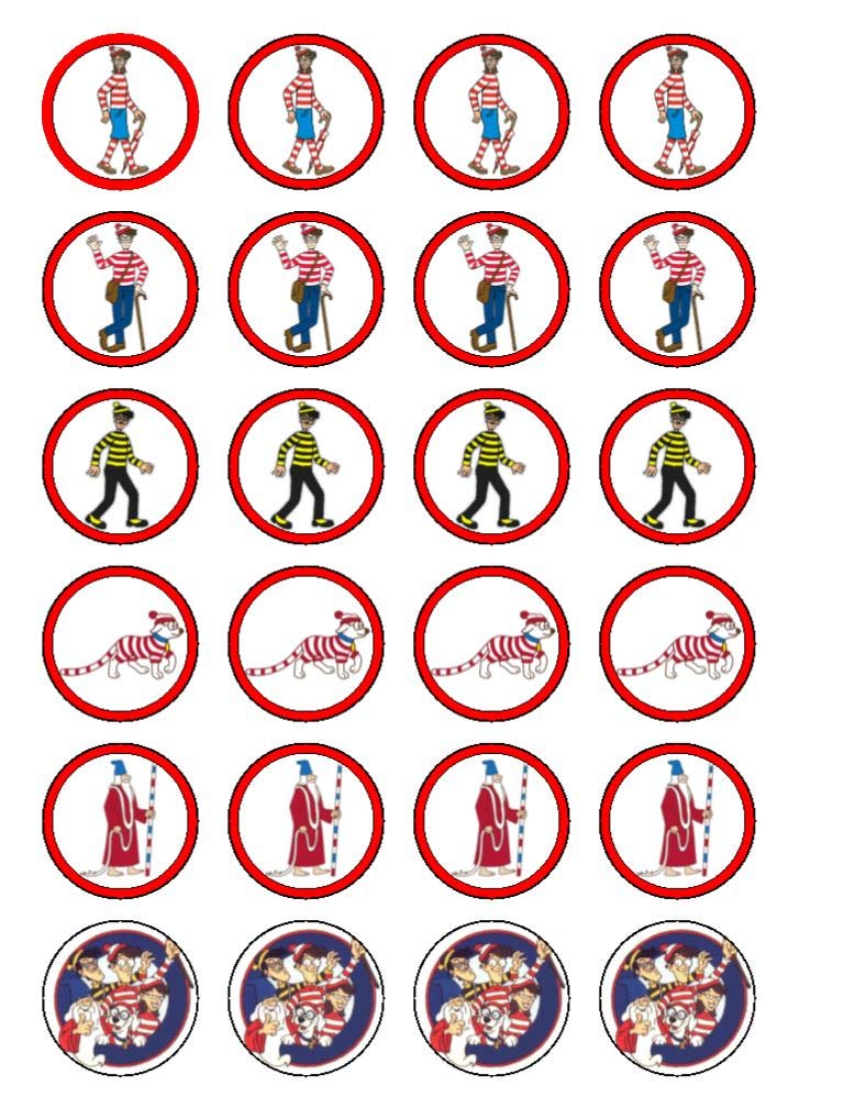 24 x 3.8cms Where's Wally Edible Cupcake Toppers : Amazon.co.uk: Grocery