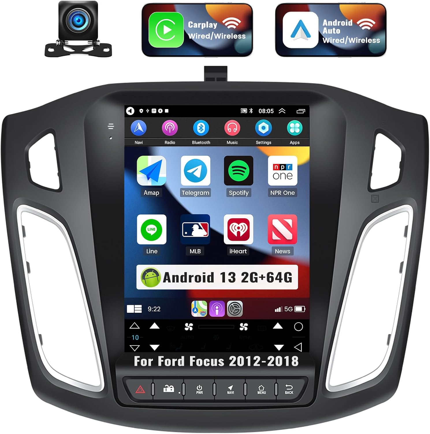 Amazon.com: UNITOPSCI 2G+64G Android 13 Car Stereo for Ford Focus 2012 ...