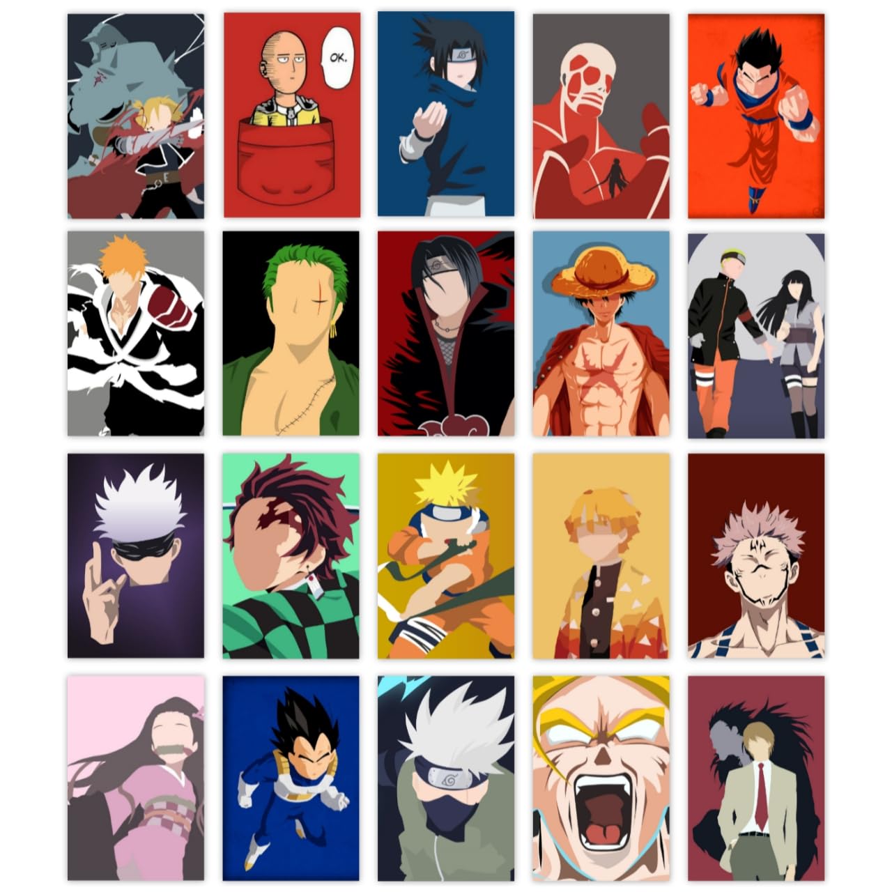 Waltractive Minimalist Anime Poster - Set of 20, 4x6 Inches - Naruto ...