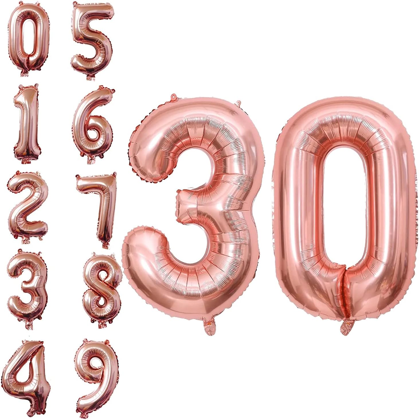 Party Propz Large 30 Number Foil Balloon - 16 Inch, Rose Gold Number ...