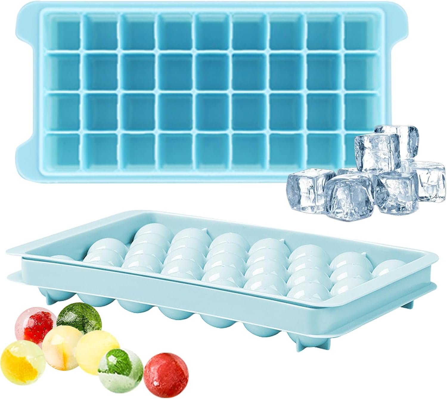 Amazon.com: JunKuJK 2 PCS Ice Cube Trays Set,Mini Circle Ice Cube Trays ...