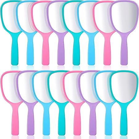 16 Pieces Hand Handheld Mirror with Handle Plastic Travel Makeup ...