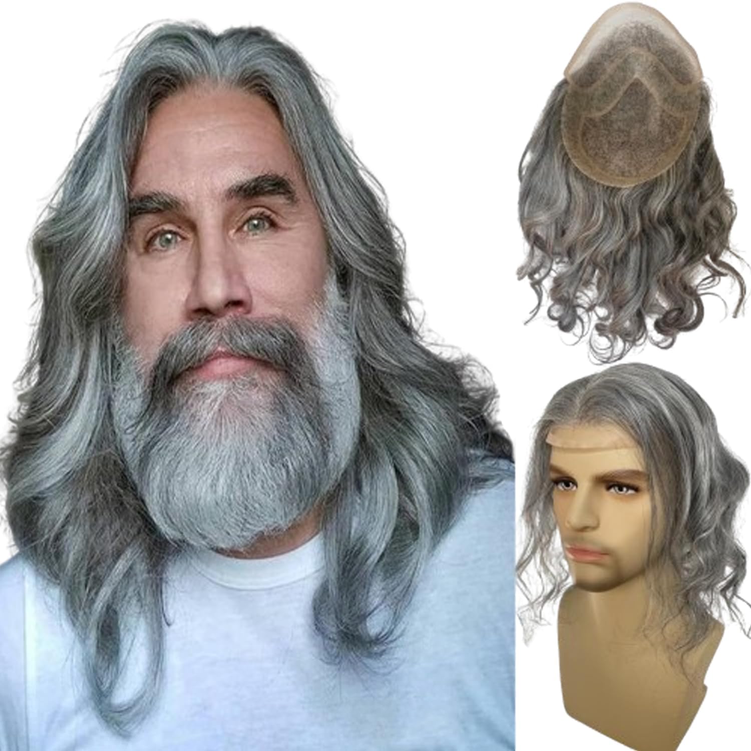 Amazon.com : Voloria 12" Long Hair Men's Toupee 100% Virgin Human Hair ...