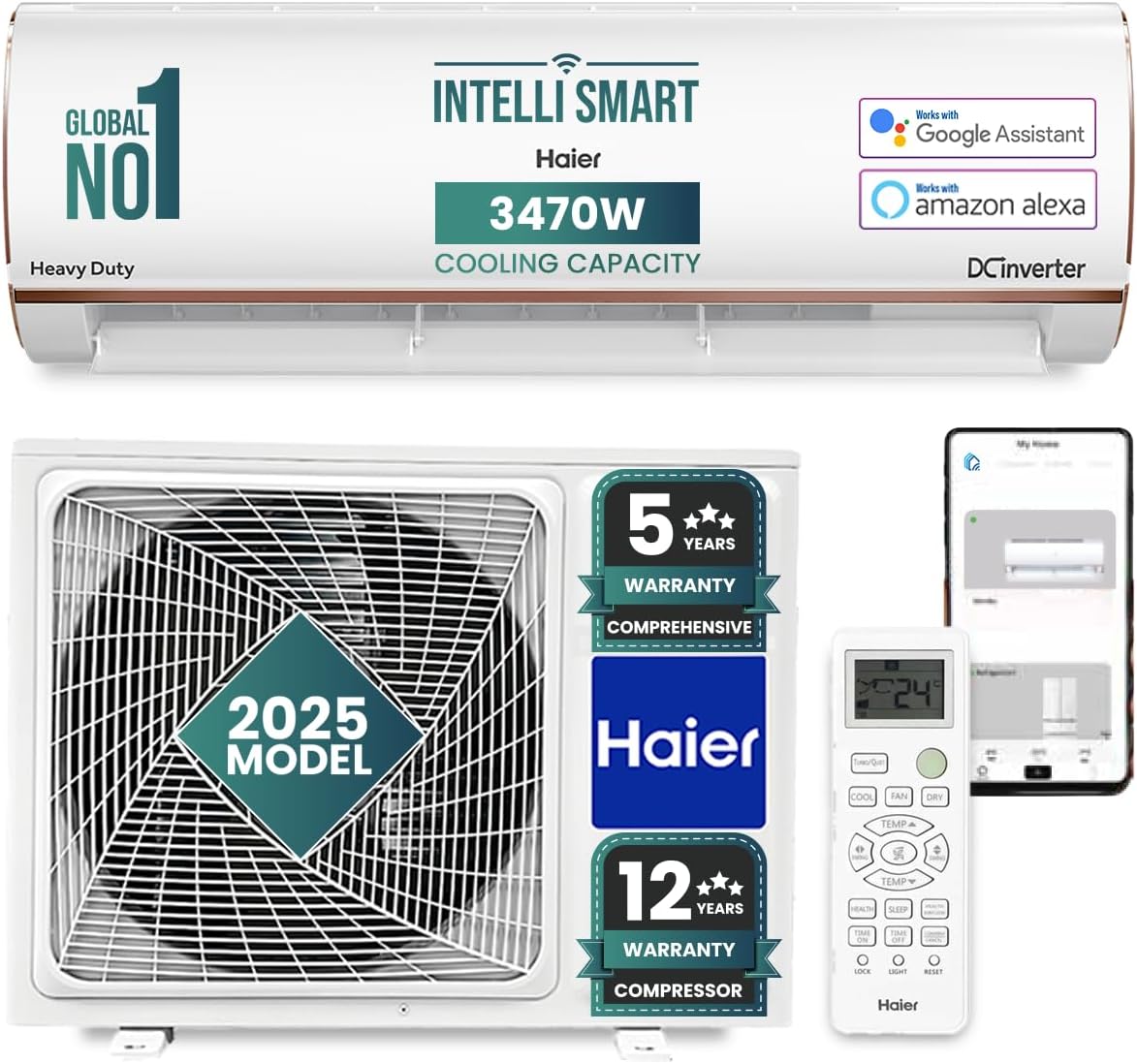 Haier 2 Ton 3 Star Intelli Smart Split AC (Copper, 7 in 1 Convertible ...