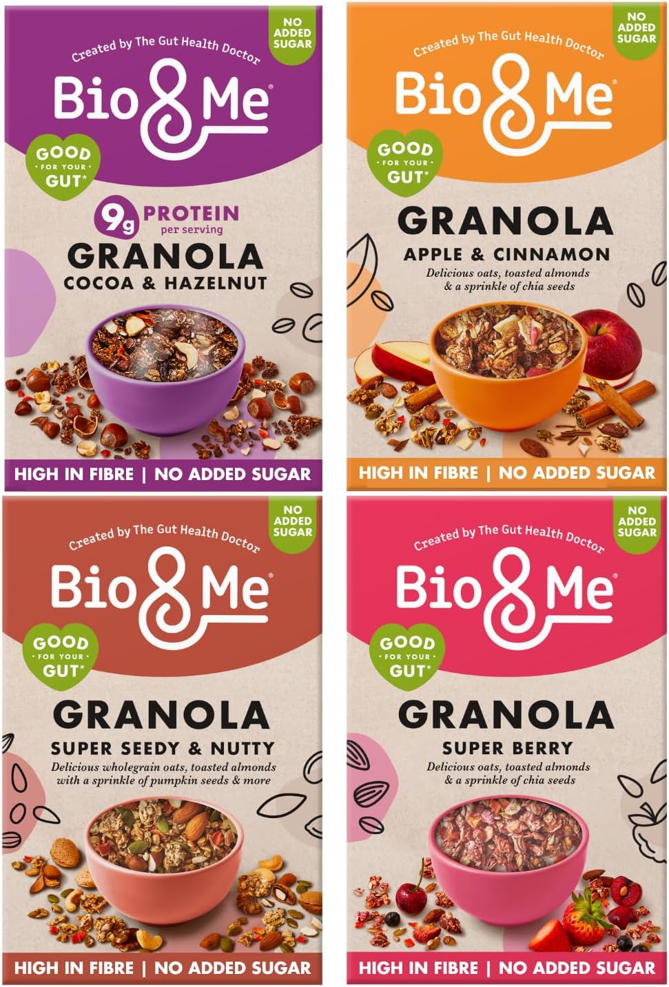 Bio&Me: Granola Variety 4-Pack (4 x 360g) / 4 Flavours: Apple ...