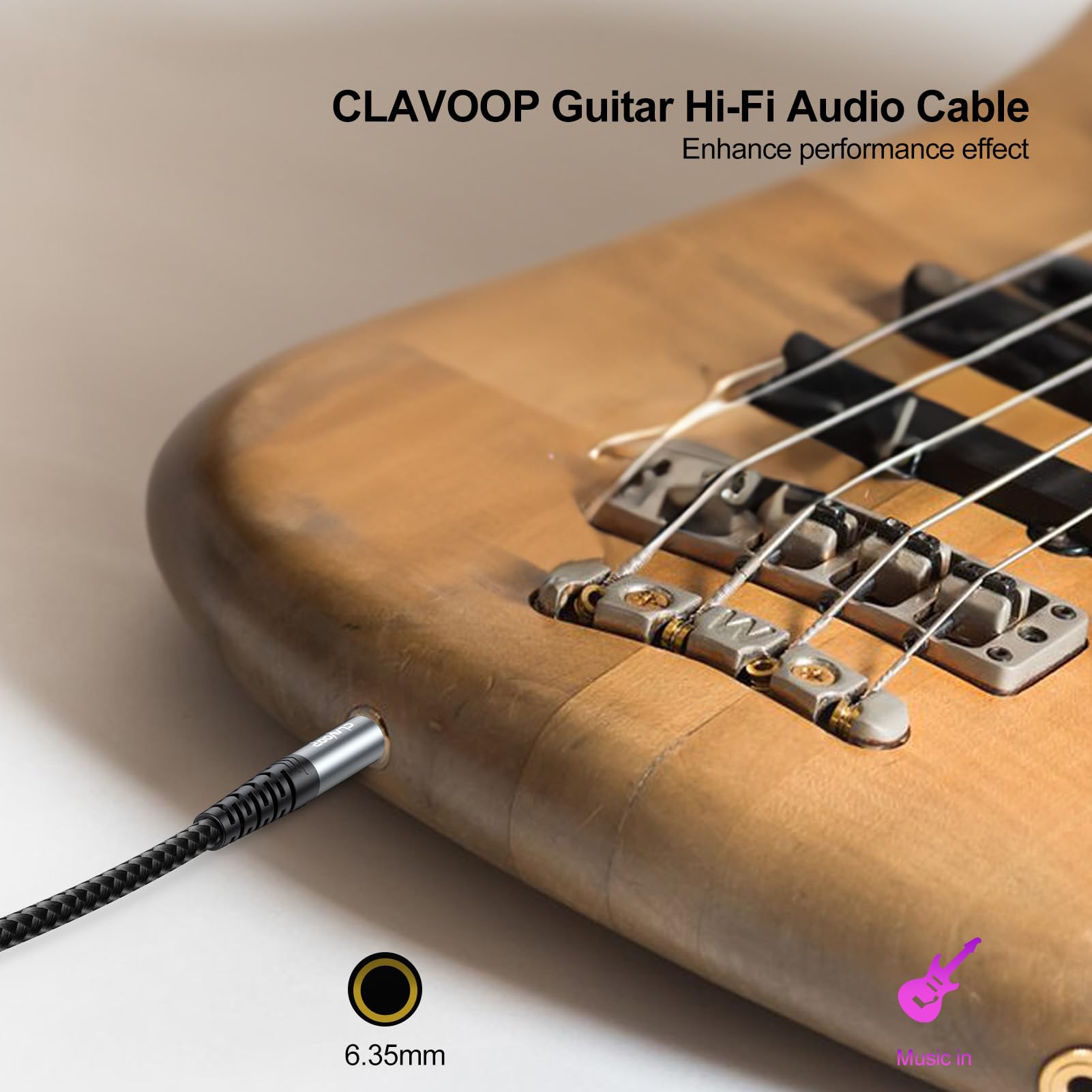 Snapklik.com : CLAVOOP Guitar Cable 10 Ft 6.35mm Instrument 1/4 Inch ...