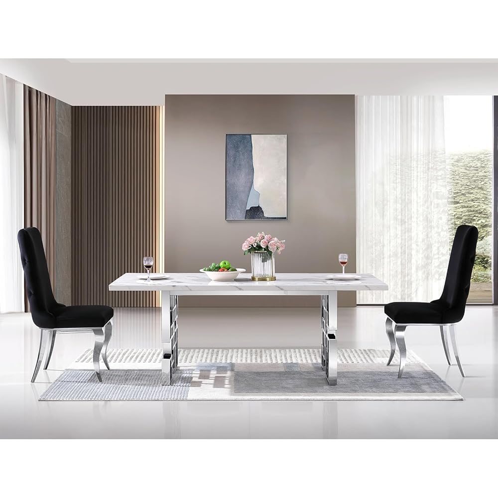 $90/mo - Finance AUZ 5 Piece Dining Set, White and Silver Dining Table ...