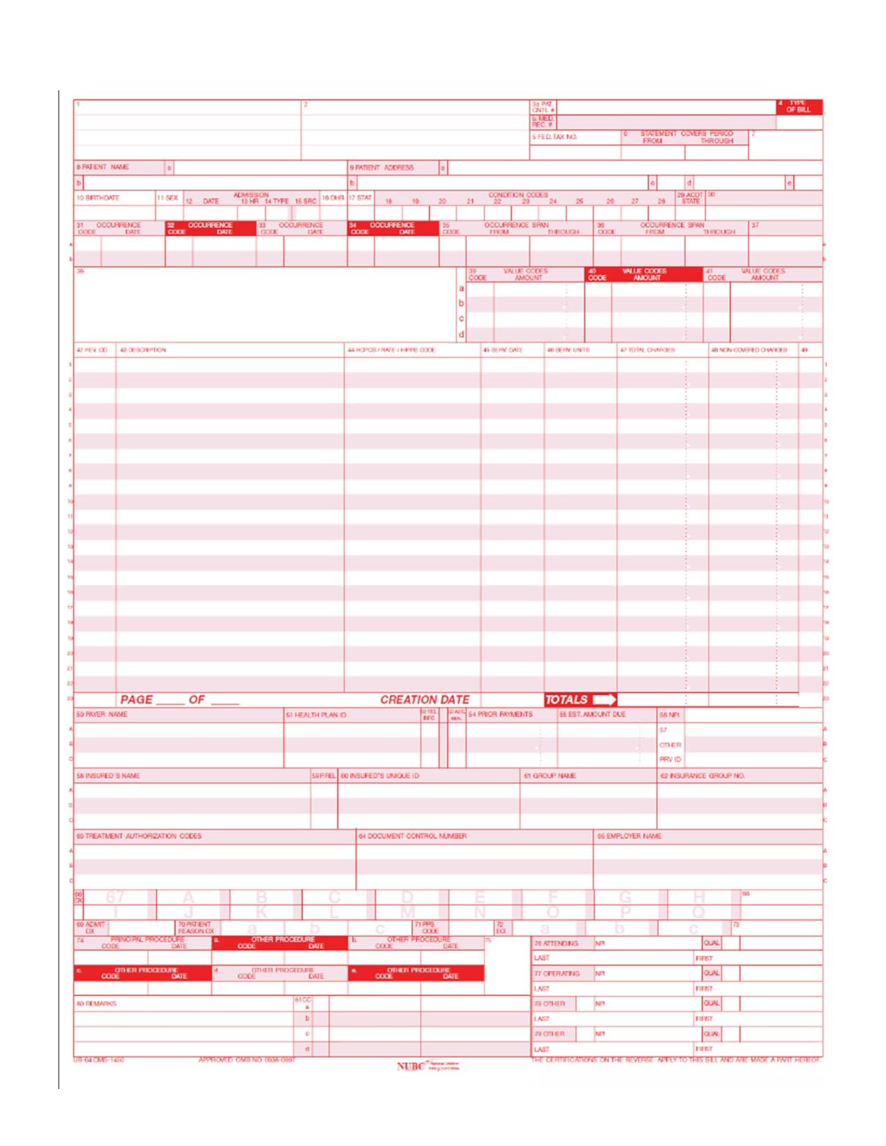Amazon.com : UB-04 (CMS 1450) Health Insurance Claim Form, 500 Count (2 ...