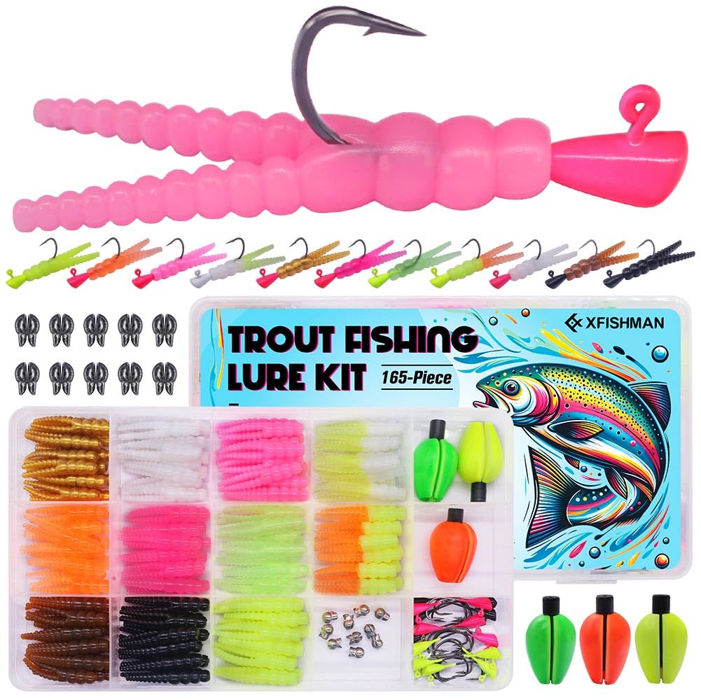 Amazon.com : XFISHMAN-Trout-Fishing-Lure-Kit 165-Piece Creek & River ...
