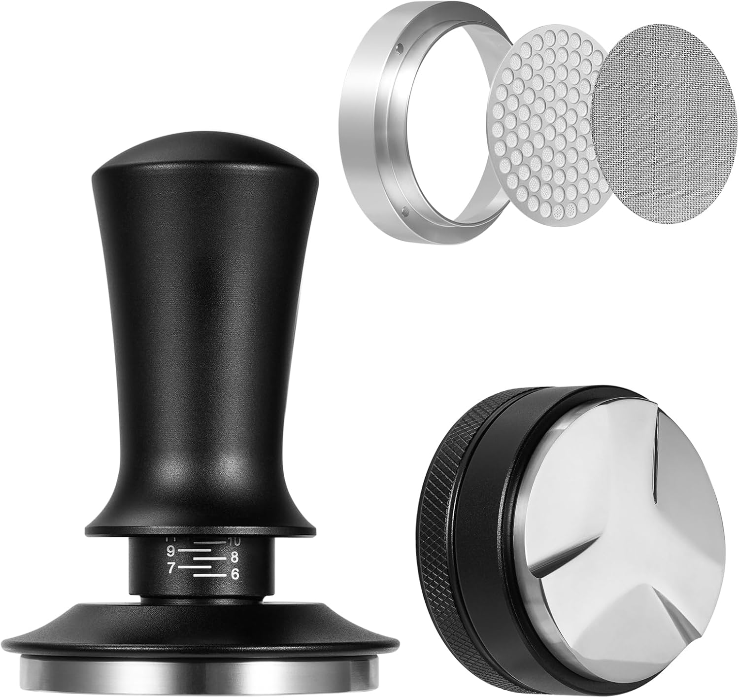 58mm Espresso Tamper Set, Coffee Distributor & Tamper, Spring-Loaded ...
