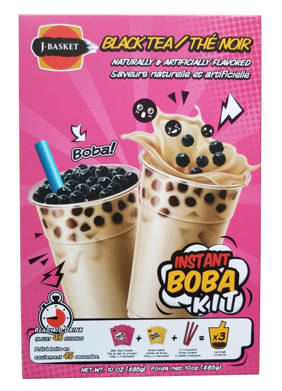 Amazon.com : J-Basket Instant Boba Kit, Black Tea Flavor, 285g/10 oz ...