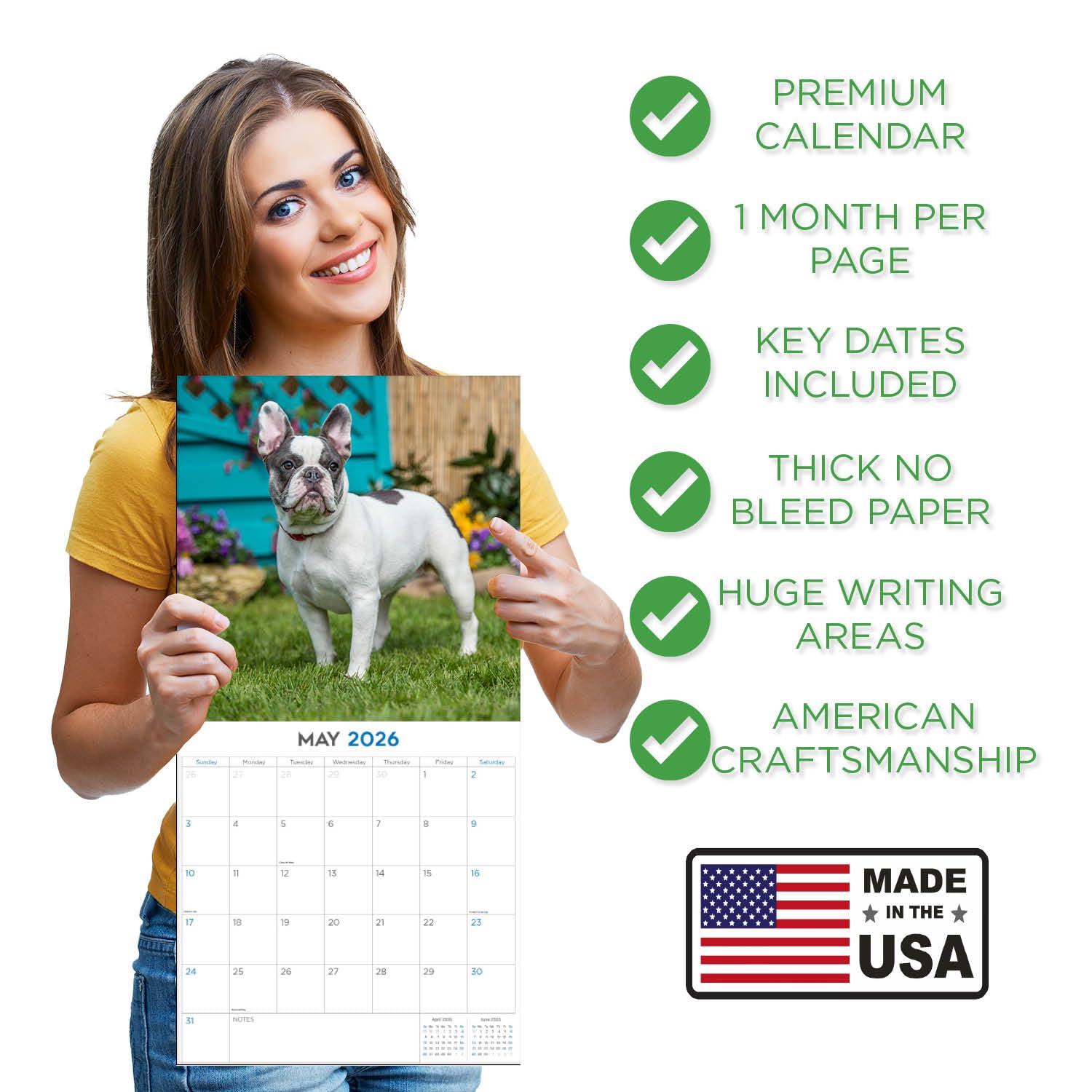 Snapklik.com : 2026 French Bulldog Calendar - Dog Breed Wall Calendar ...
