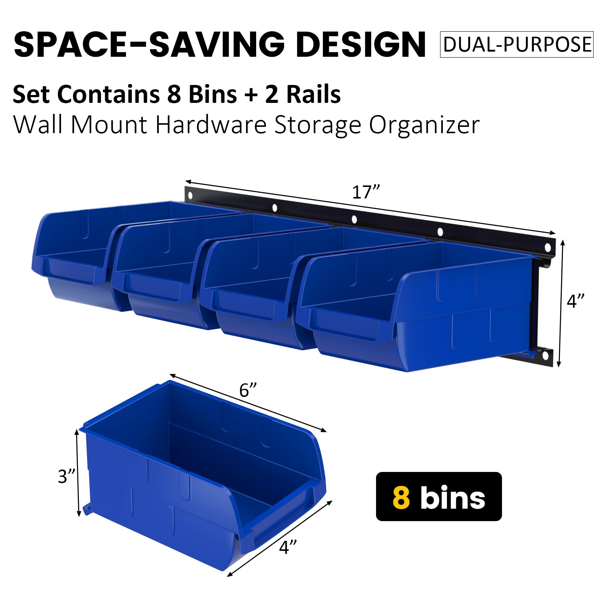 Wall Organizer UNITEDPOWER Wall Mount Storage Bins - 8 Blue Stackable ...