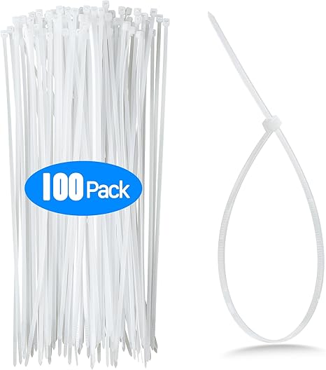 100PC Zip Ties Cable Ties, White12 Inch Tie Wraps Outdoor Use Plastic ...