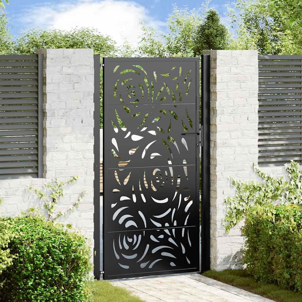 Brokky 4100992 Garden Gate Black 105x180 cm Steel Flame Design Garden ...