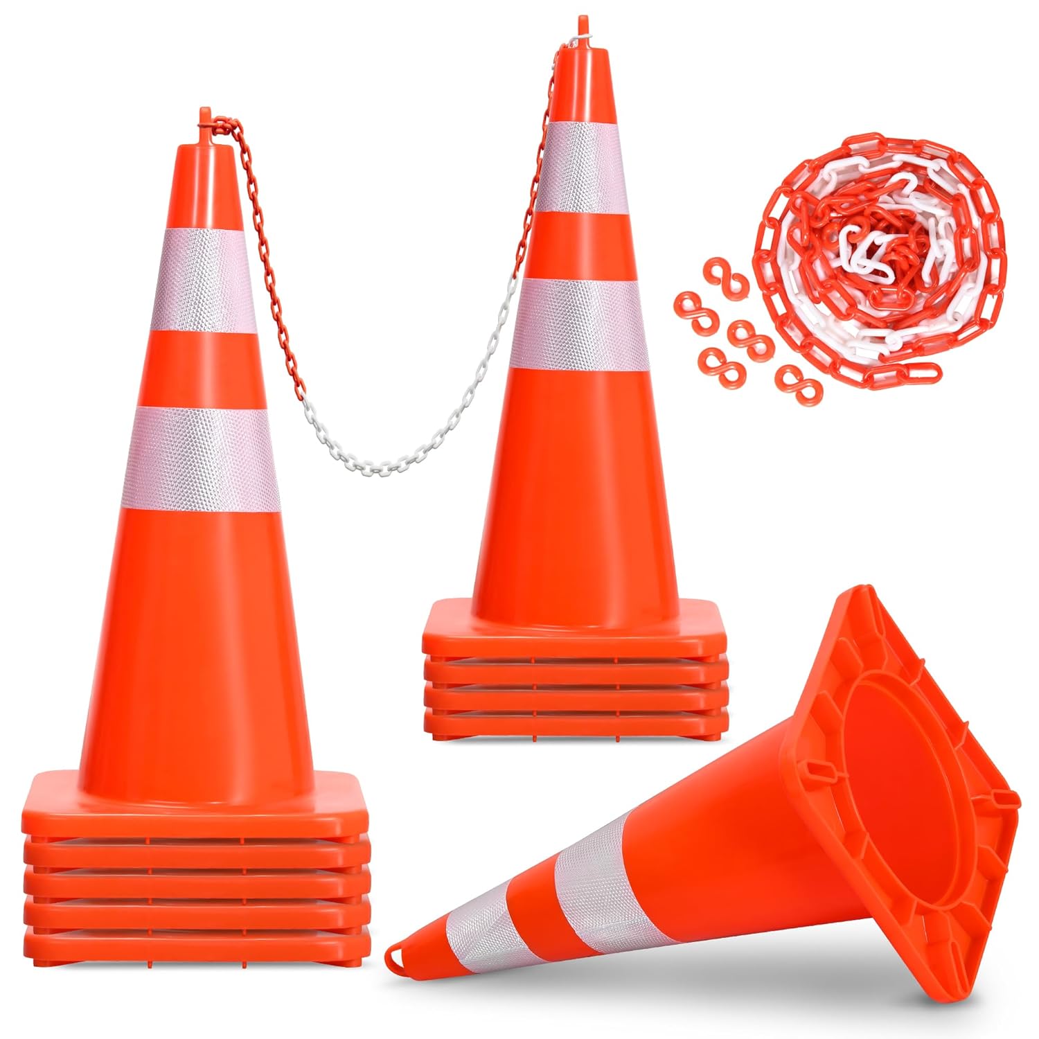 Amazon.com: YITAHOME Traffic Cones 28 Inch (10 Pack), with 29.5FT Chain ...