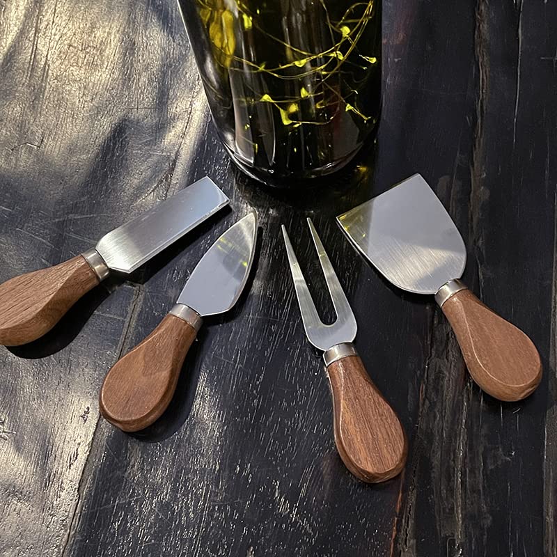 Amazon.com: Cheese Knives in Walnut Wood. Cheese Knife Set of 4, Cheese ...