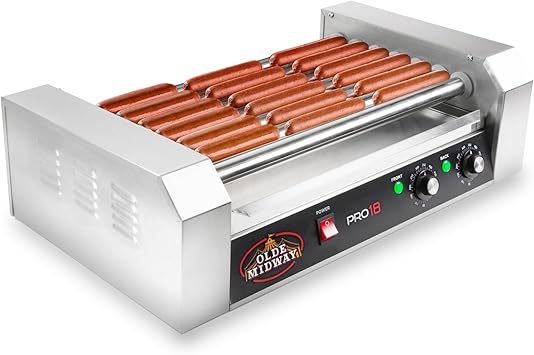 Amazon.com: Olde Midway Electric 18 Hot Dog 7 Roller Grill Cooker ...