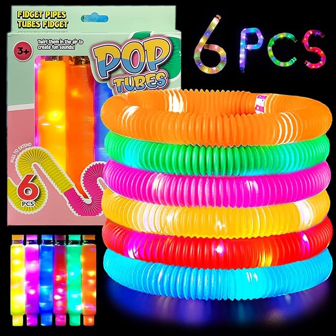 Buy Aganta Fidget LED Pop Tube Toys Pack Pull & Pop Tube Sensory Fidget ...