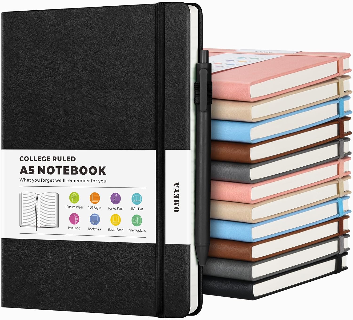 Amazon.com : 12 Pack Journal Notebooks for Work with 6 Pens, A5 ...