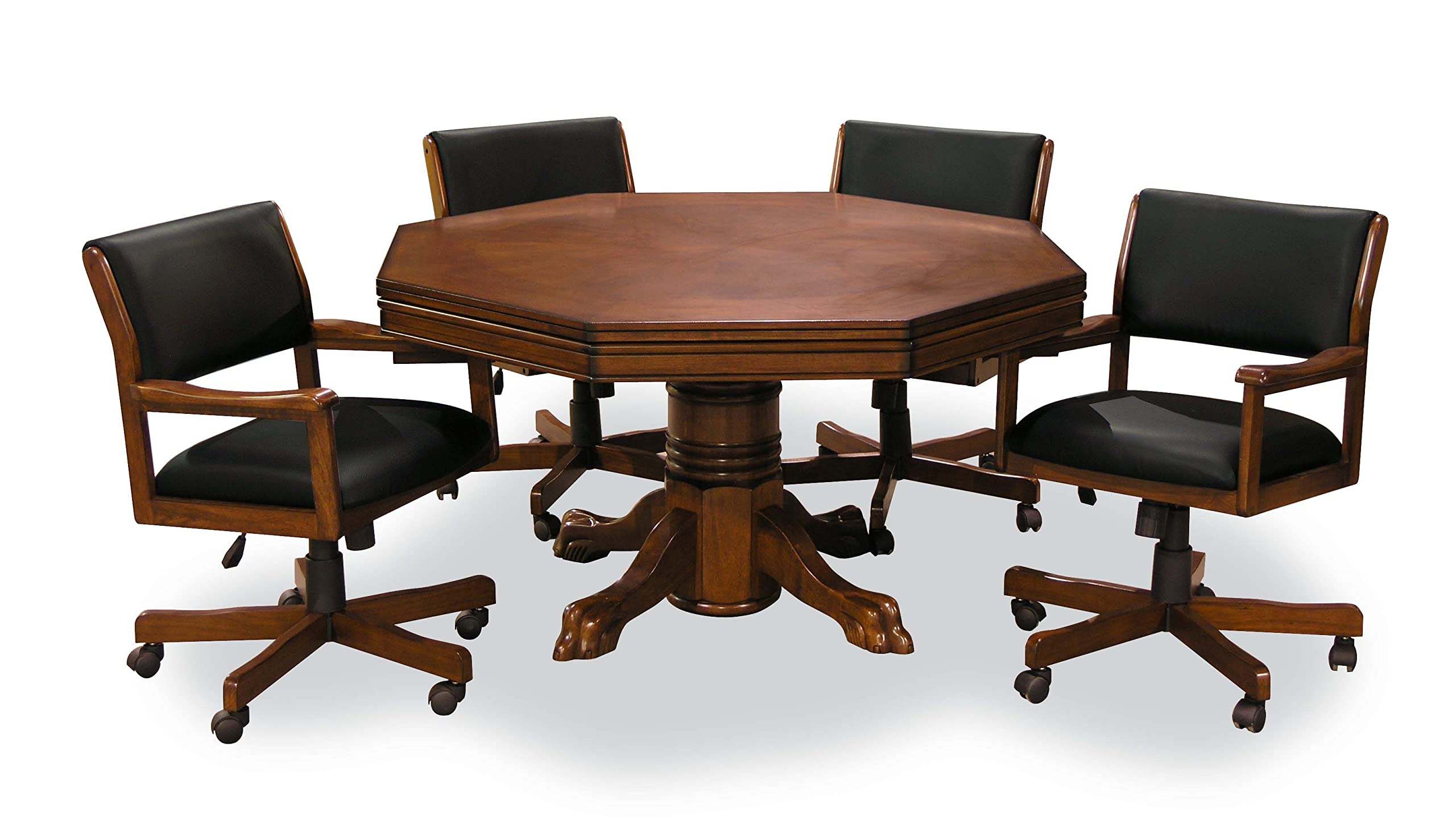 3-in1 Combination Game & Dining Table Set with 4 Rocker-Swivel Chairs ...