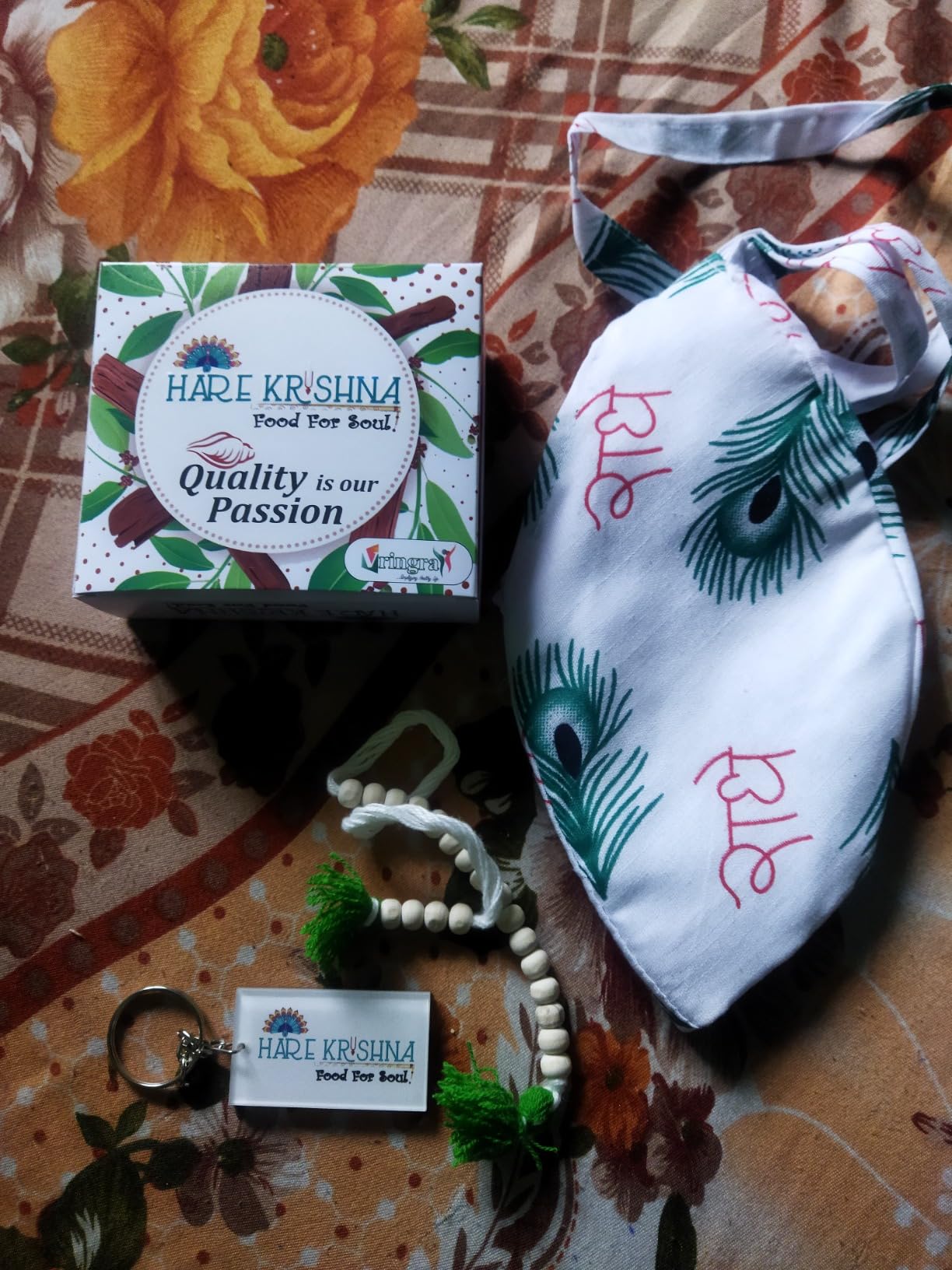 Hare Krishna Food For Soul Japa Mala Bag-Bead Bag for Chanting-Gomukhi ...