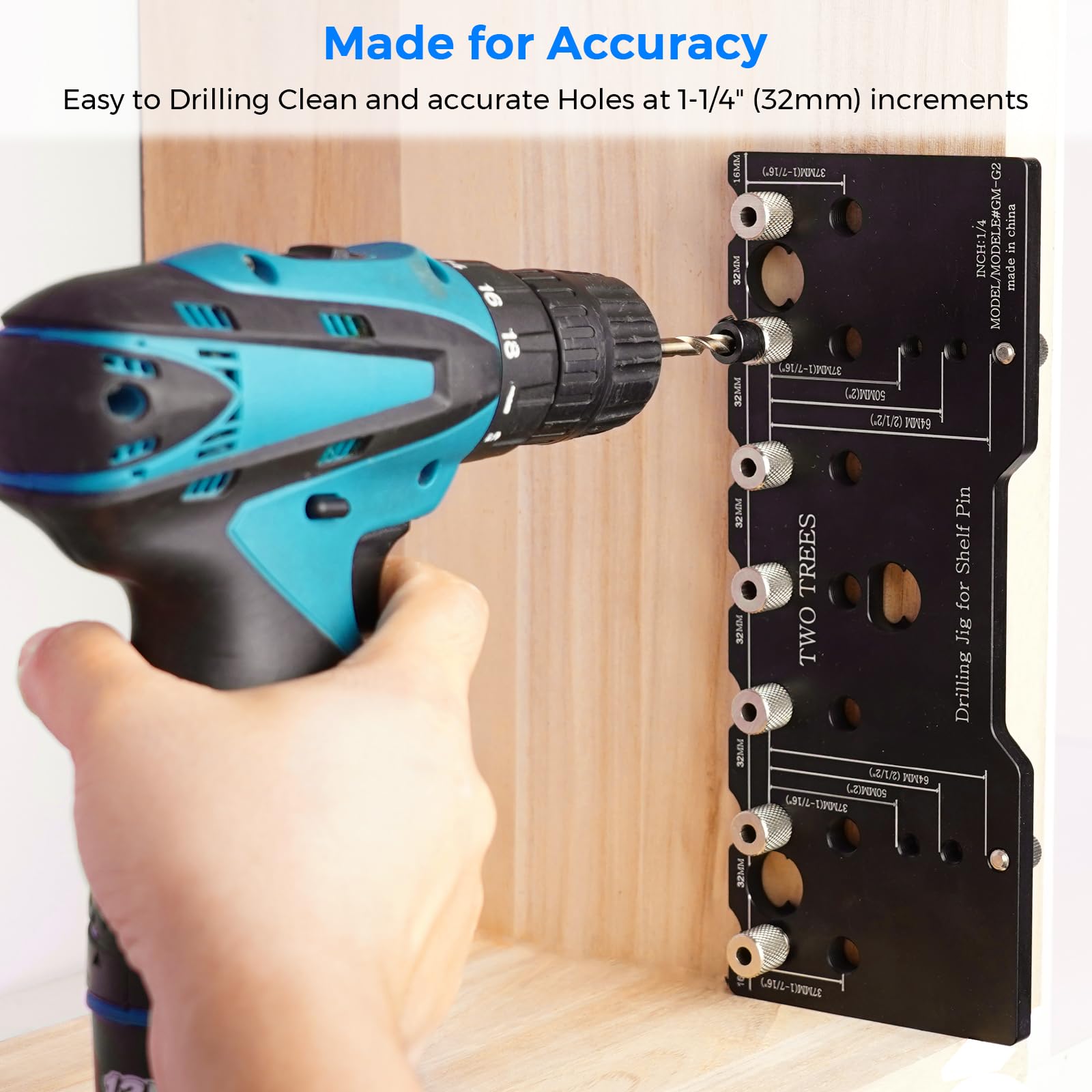 Snapklik.com : Twotrees Shelf Pin Jig, 5 Mm Cabinet Adjustable Shelf ...