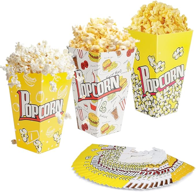 Popcorn Bags, 48 Pieces Small Paper Candy Containers, Retro Popcorn ...