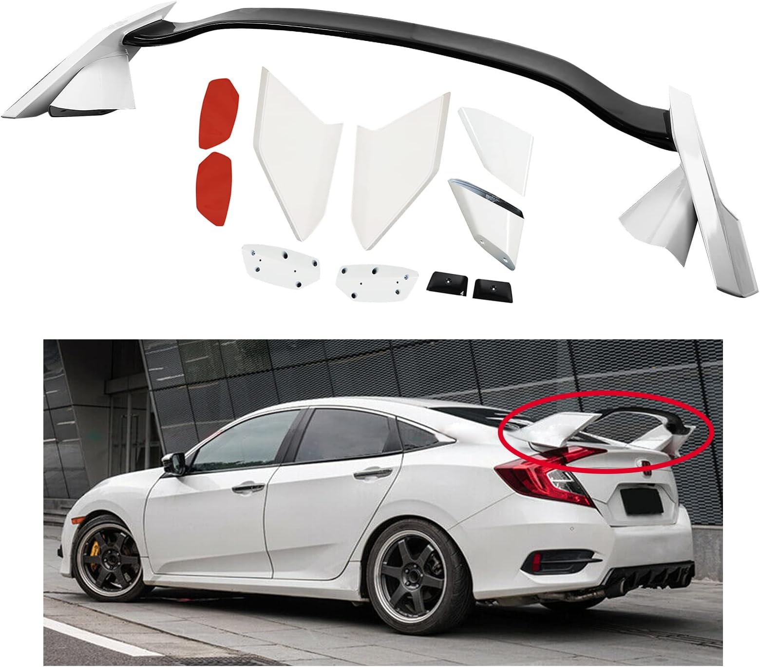 Amazon.com: ZXMOTO Fit for Honda Civic 4 Door Sedan 2016 2017 2018 2019 2020 2021 2 Tone White ...
